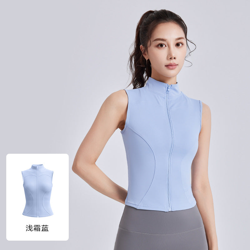 Women's new sleeveless fitness elastic tight-fitting slimming sports ...